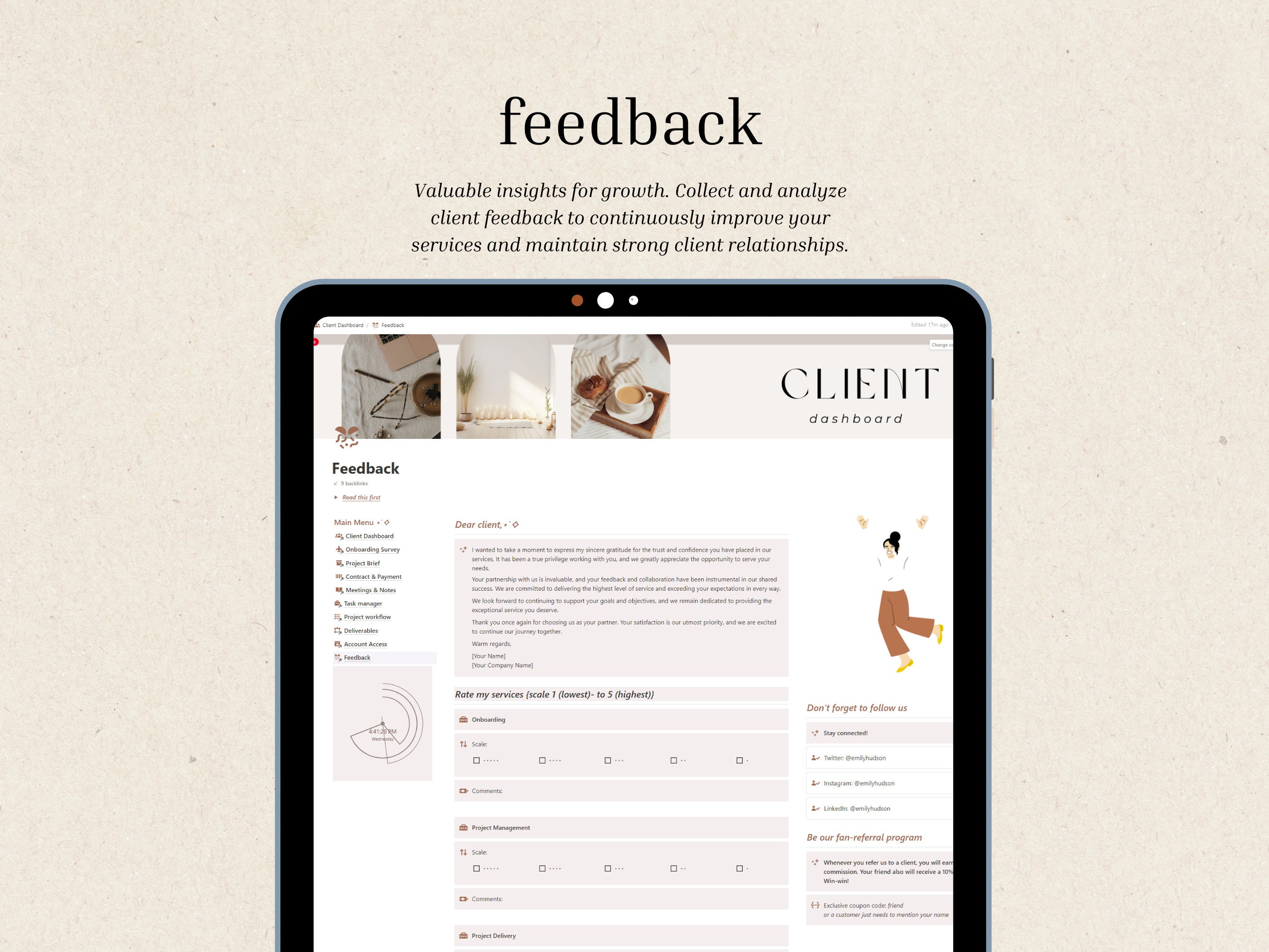 Client Dashboard Notion Template Notion Client Portal Notion Template Creative Client