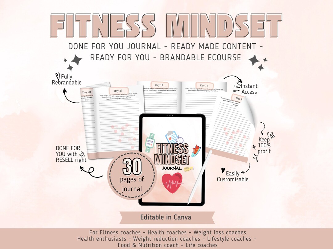 Fitness Mindset Journal, Done for You Coaching Program (canva Editable ...