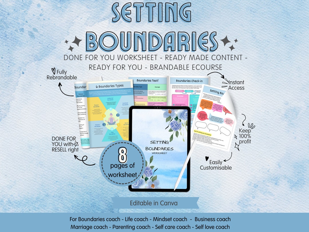 Setting Boundaries Done for You Therapy Worksheet PLR Content for ...