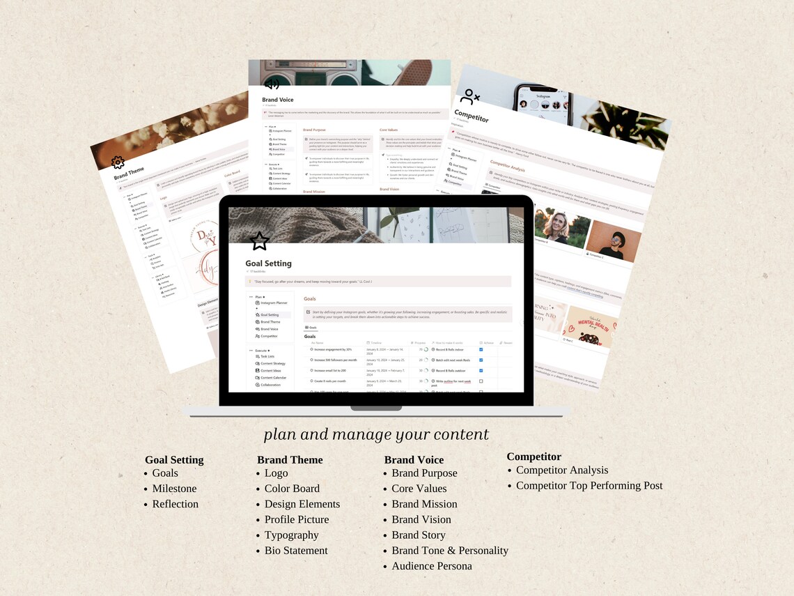 Notion Template Instagram Planner Notion Template Social Media Content ...