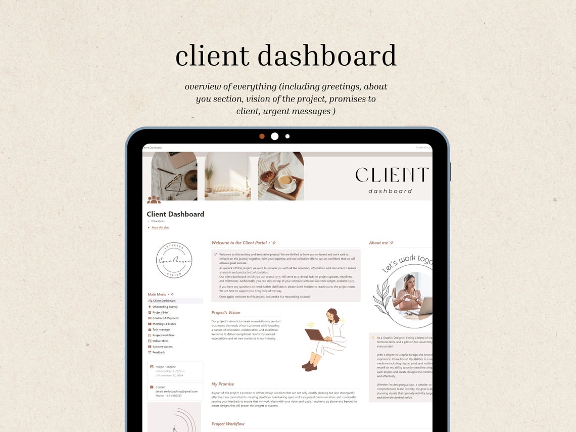 Client Dashboard Notion Template, Notion Client Portal Notion Template, Creative Client ...