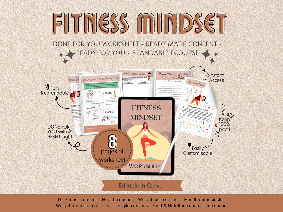 Fitness Mindset Worksheet, Done for You Coaching Program (canva ...