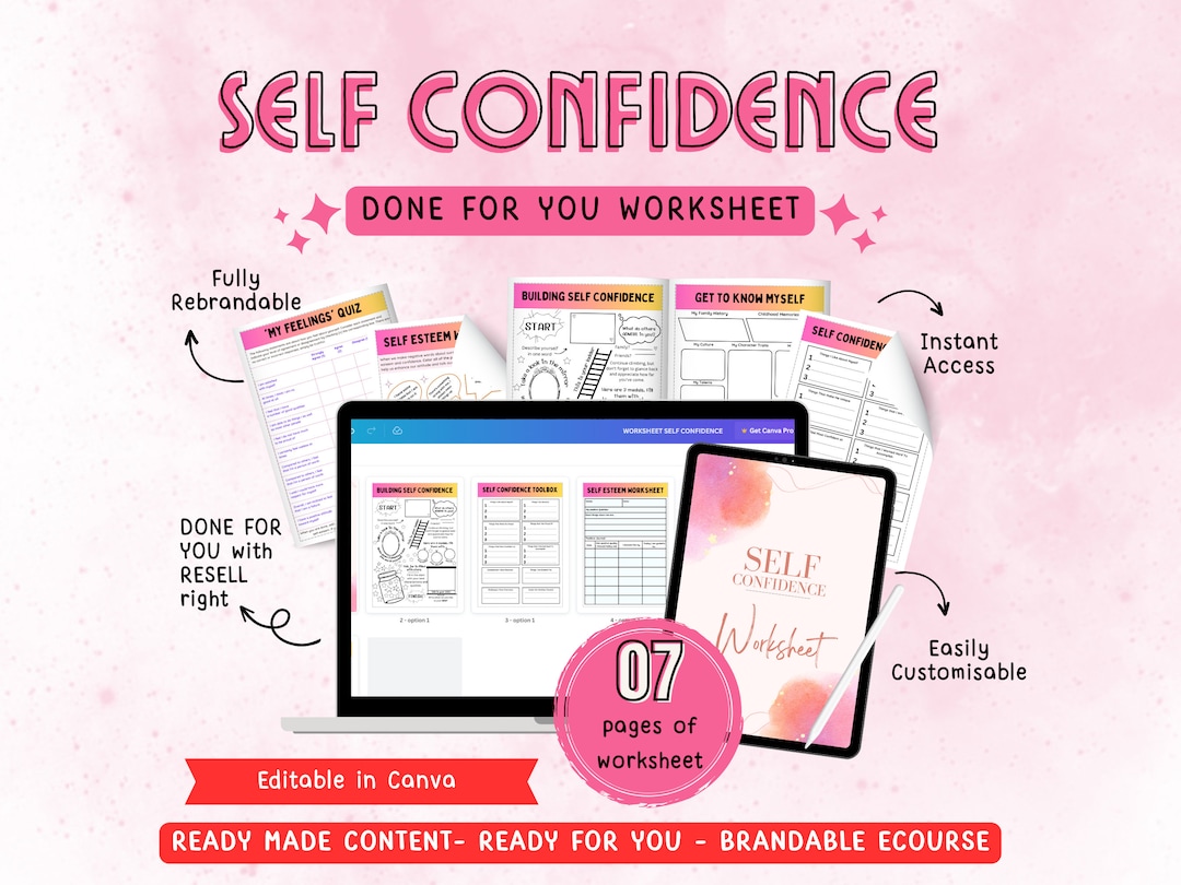 Self Confidence Worksheet Done for You PLR Guide for Confidence Coach ...