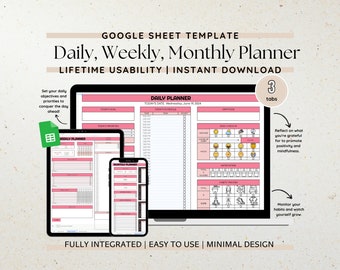 Daily Weekly Schedule Spreadsheet Daily Planner Google Sheets Template ...