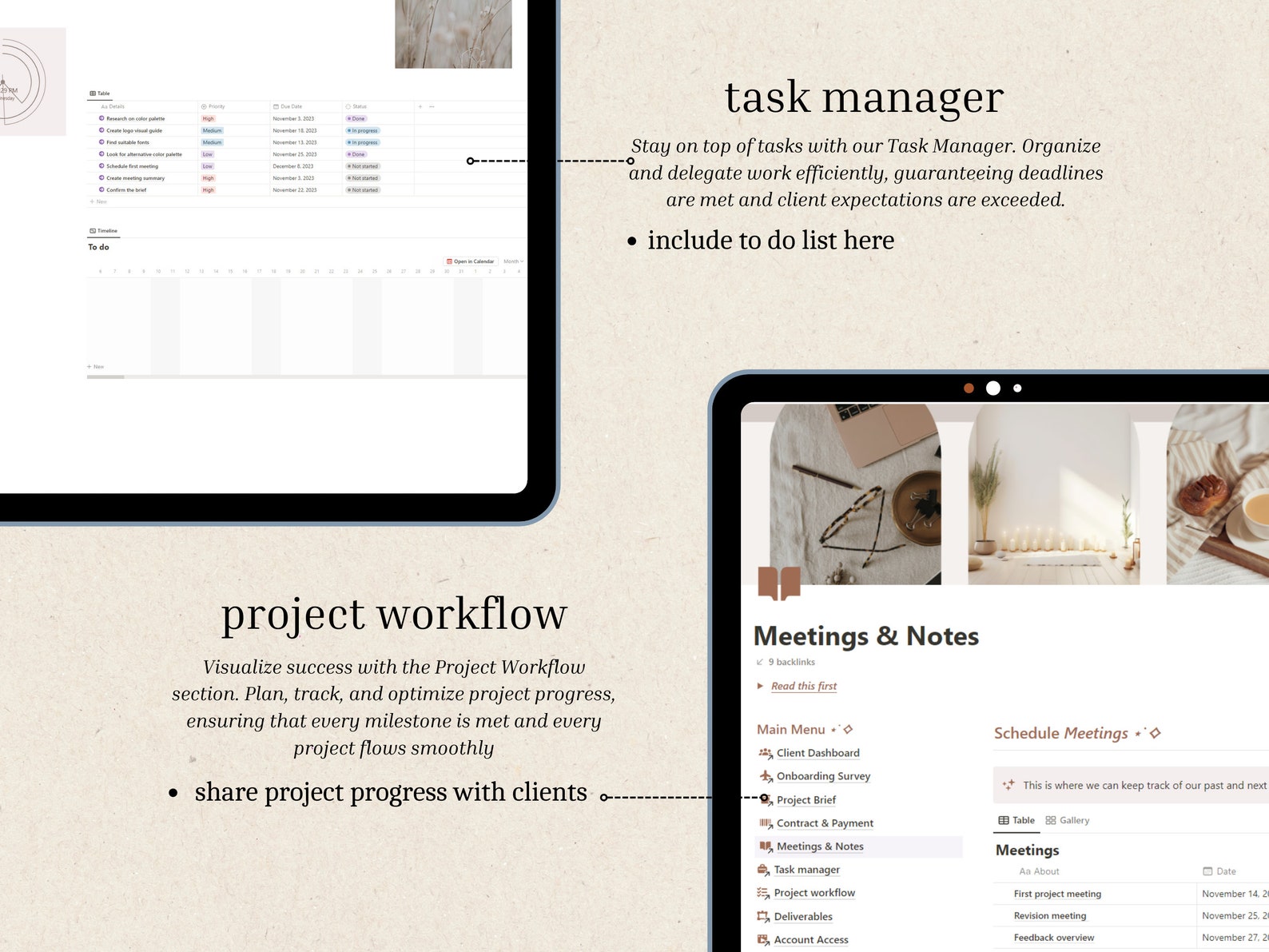 Client Dashboard Notion Template, Notion Client Portal Notion Template, Creative Client ...