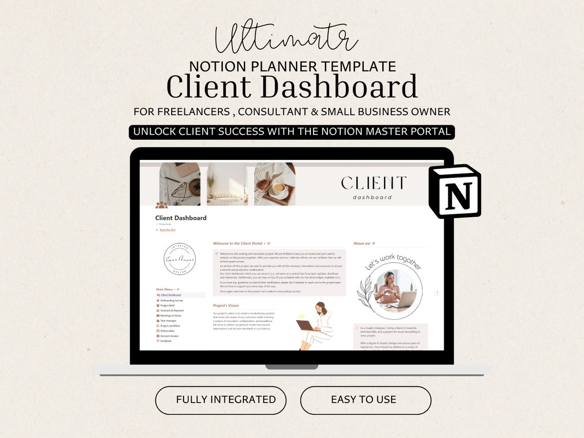 Client Dashboard Notion Template, Notion Client Portal Notion Template, Creative Client ...