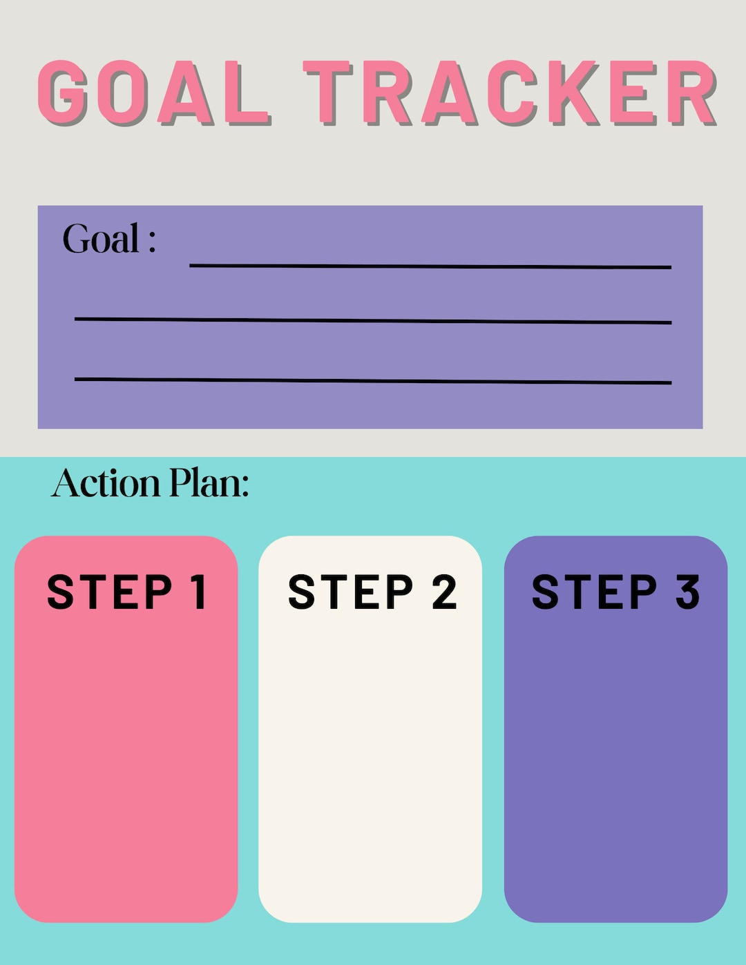 GOAL TRACKER Digital Planner Downloadable Template Cool - Etsy