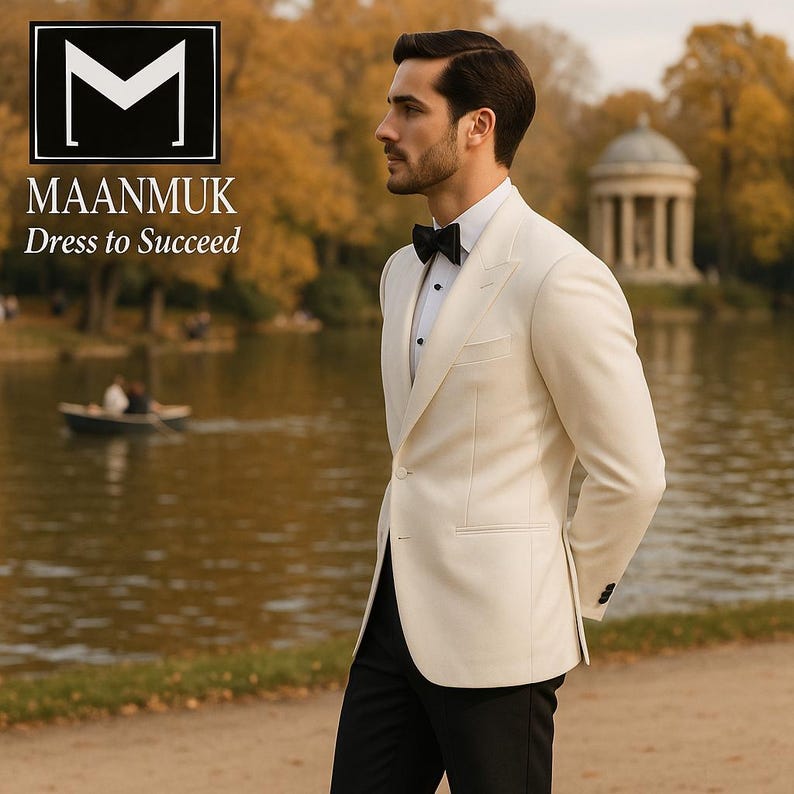 Men's Cream Dinner Jacket - off White Tuxedo Blazer - Elegant Formal ...