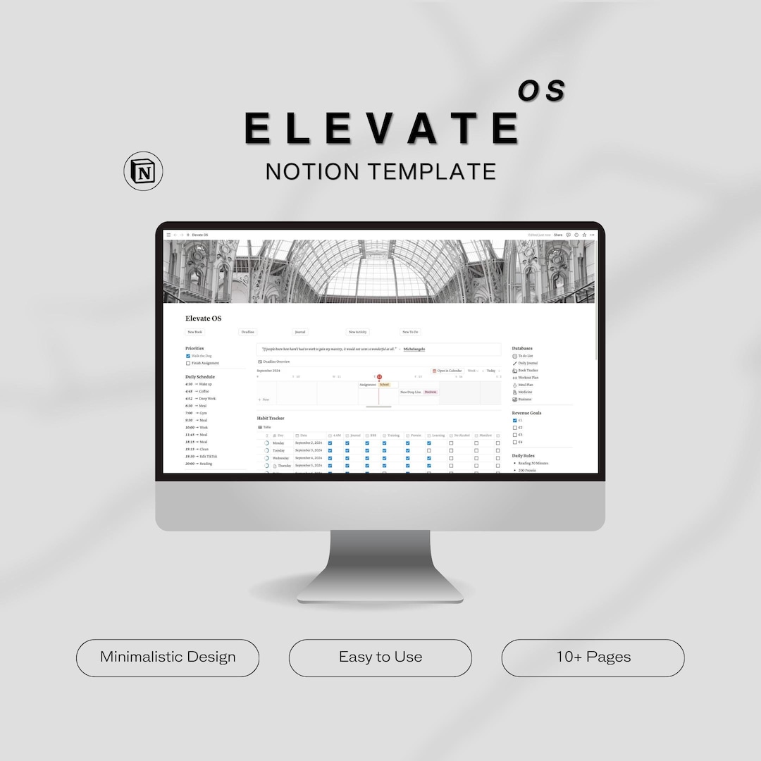 ELEVATE OS Notion Template | Productivity Notion Growth Template ...