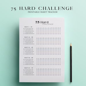 PRINTABLE 75 Hard Challenge Habit Tracker Digital Download 75 Day ...