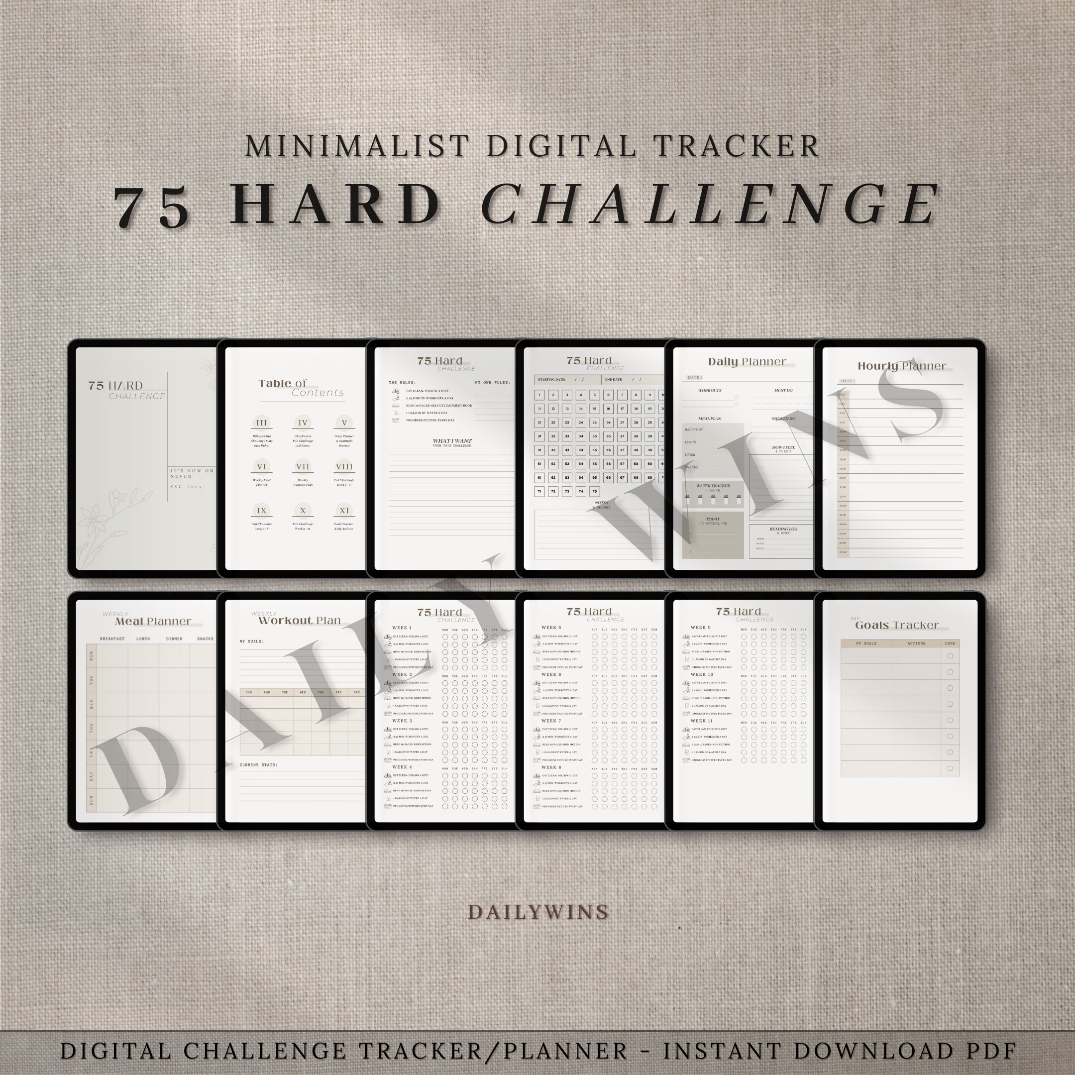 75 HARD CHALLENGE TRACKER 75 Days Challenge Planner - Etsy Australia