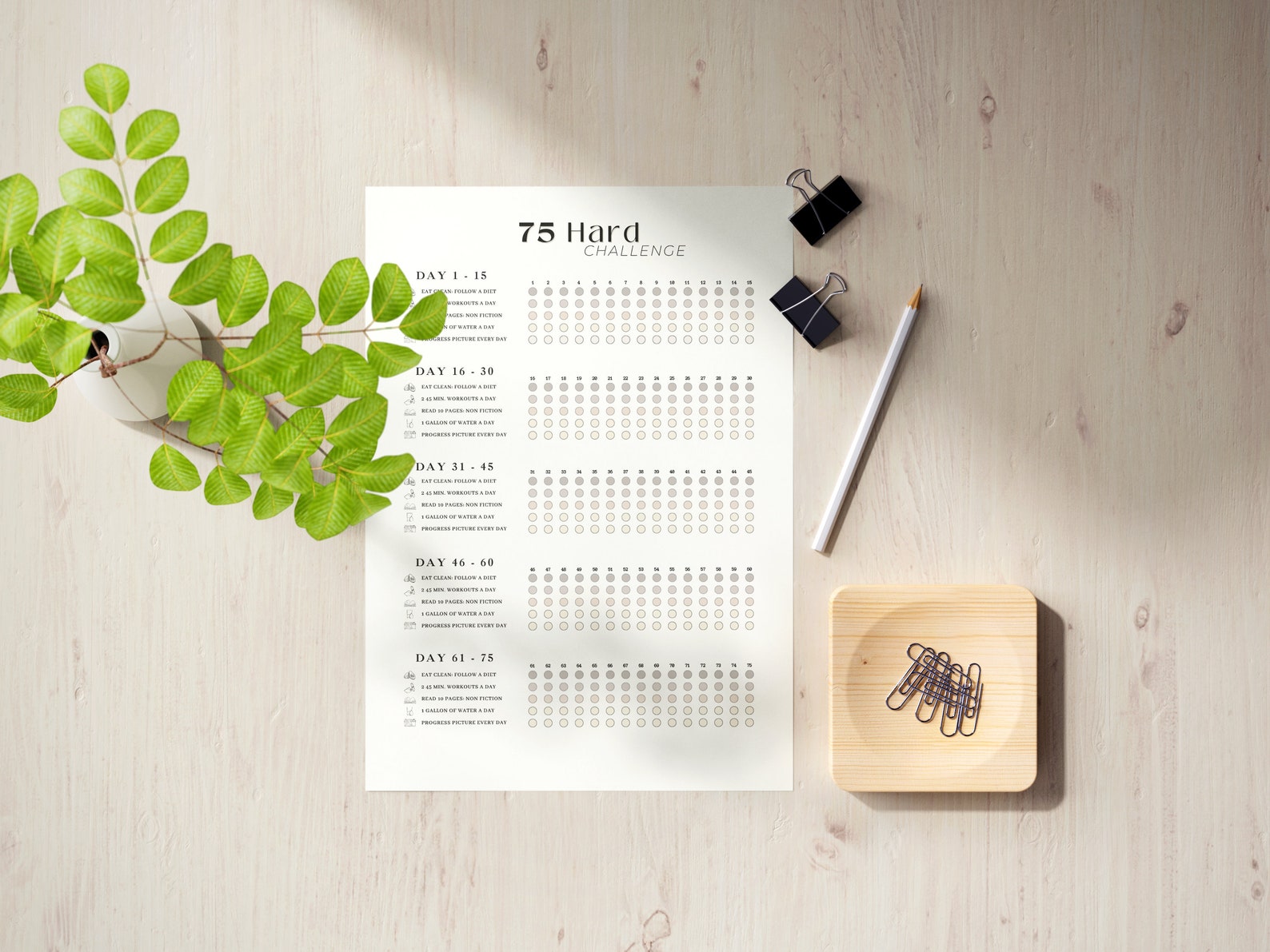 PRINTABLE 75 Hard Challenge Habit Tracker Digital Download 75 Day ...