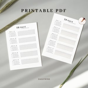 PRINTABLE 75 Hard Challenge Habit Tracker Digital Download 75 Day ...
