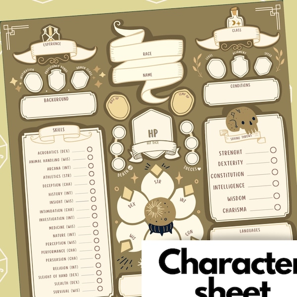 Simple Dnd Character Sheet - Etsy