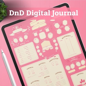 Dnd Journal Goodnote Dnd Digital Journal Girly Dnd Character Sheet DND ...