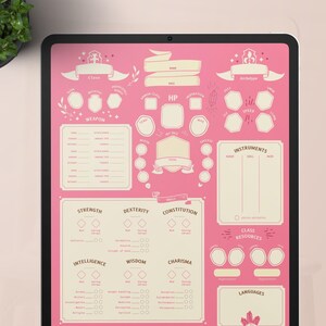Dnd Journal Goodnote Dnd Digital Journal Girly Dnd Character Sheet DND ...