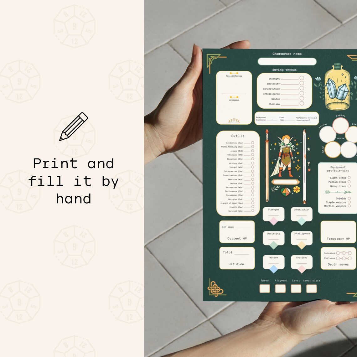 Dnd Character Sheet, Dnd Elf, Dnd Digital Journal, Dungeons and Dragons ...