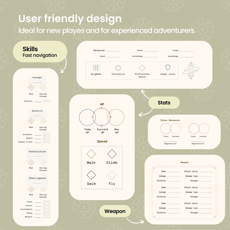 Digital Dnd Character Journal Editable Dnd Sheet Dungeons and Dragons ...