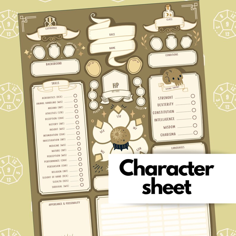 Simple Dnd Character Sheet, Dnd Campaign Journal, Dungeons and Dragons ...