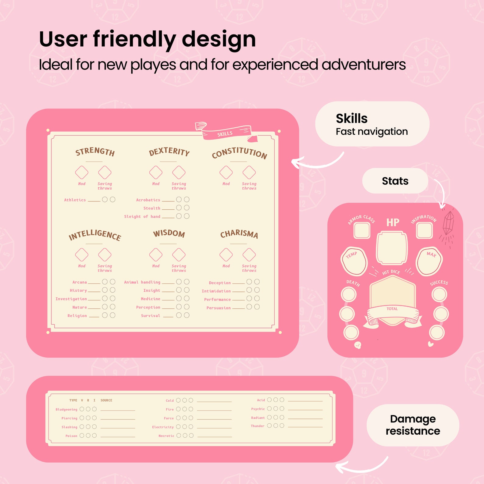 Dnd Journal Goodnote Dnd Digital Journal Girly Dnd Character Sheet DND ...