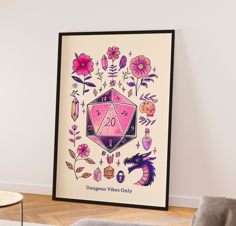 Dnd Art Print, Wall Art Bundle, Dnd Dice Wall Art, Dnd Player Gift ...