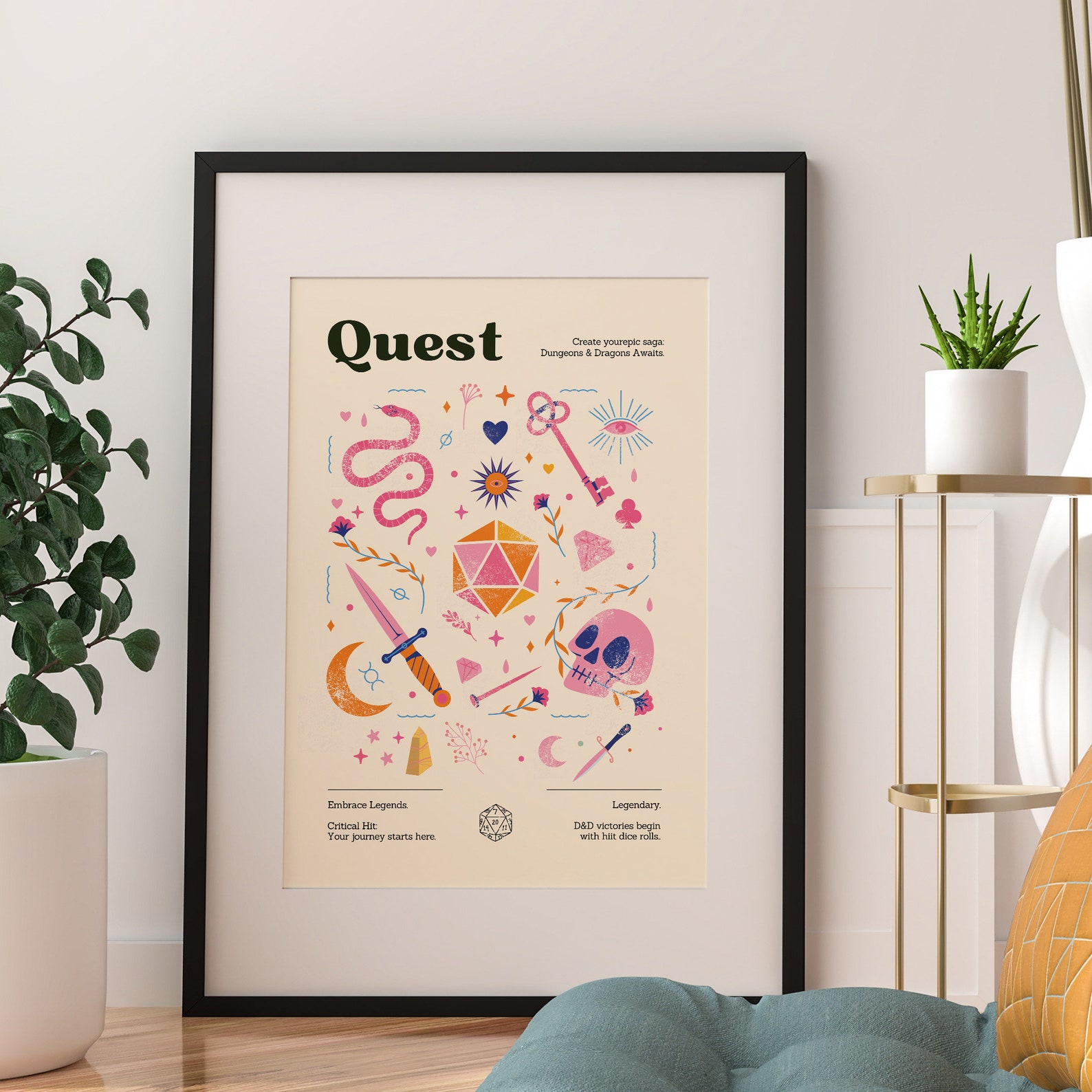 Dnd Art Print, Dnd Dice Wall Art, Dnd Poster, Nerdy Dnd Player Gift ...