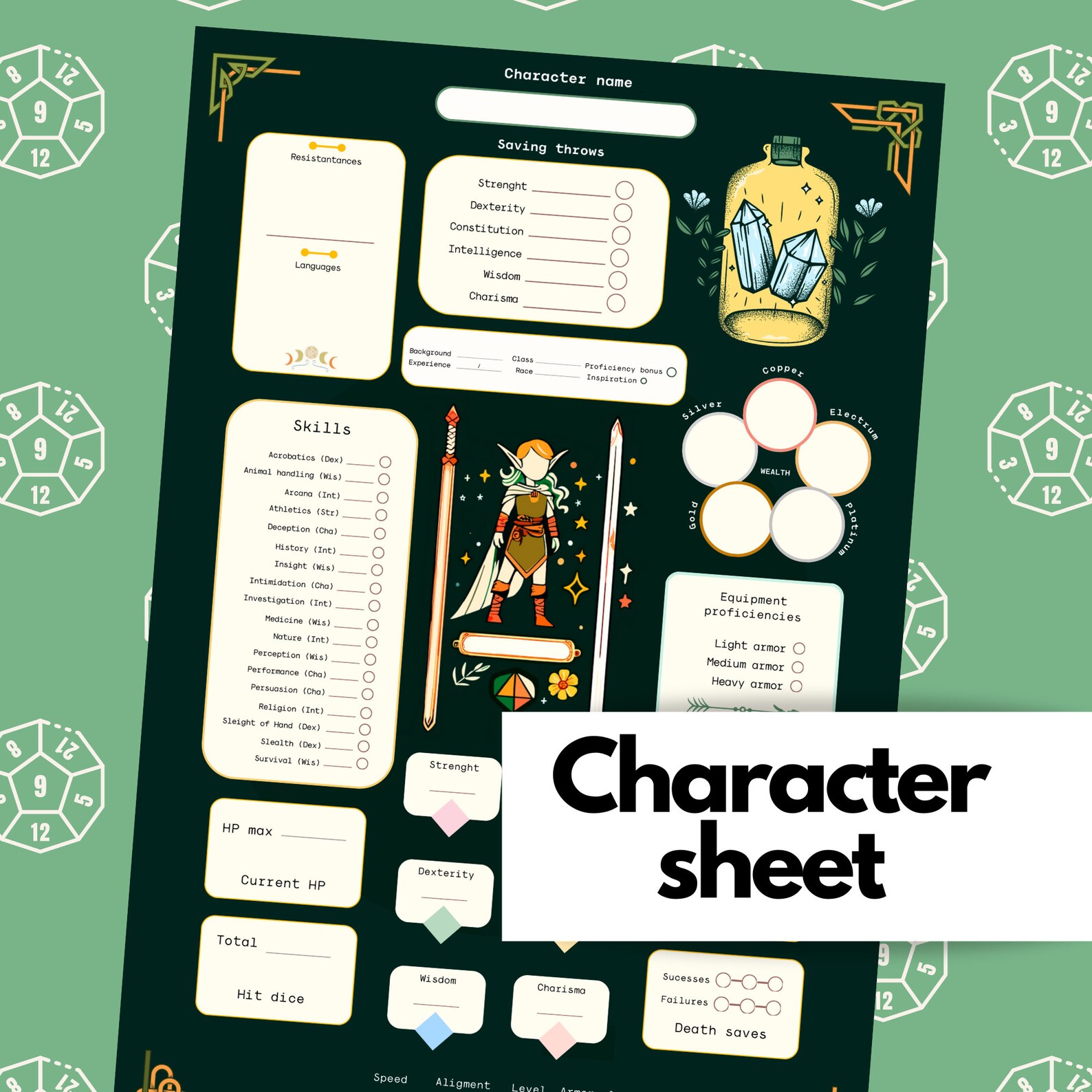 Dnd Character Sheet, Dnd Elf, Dnd Digital Journal, Dungeons and Dragons ...