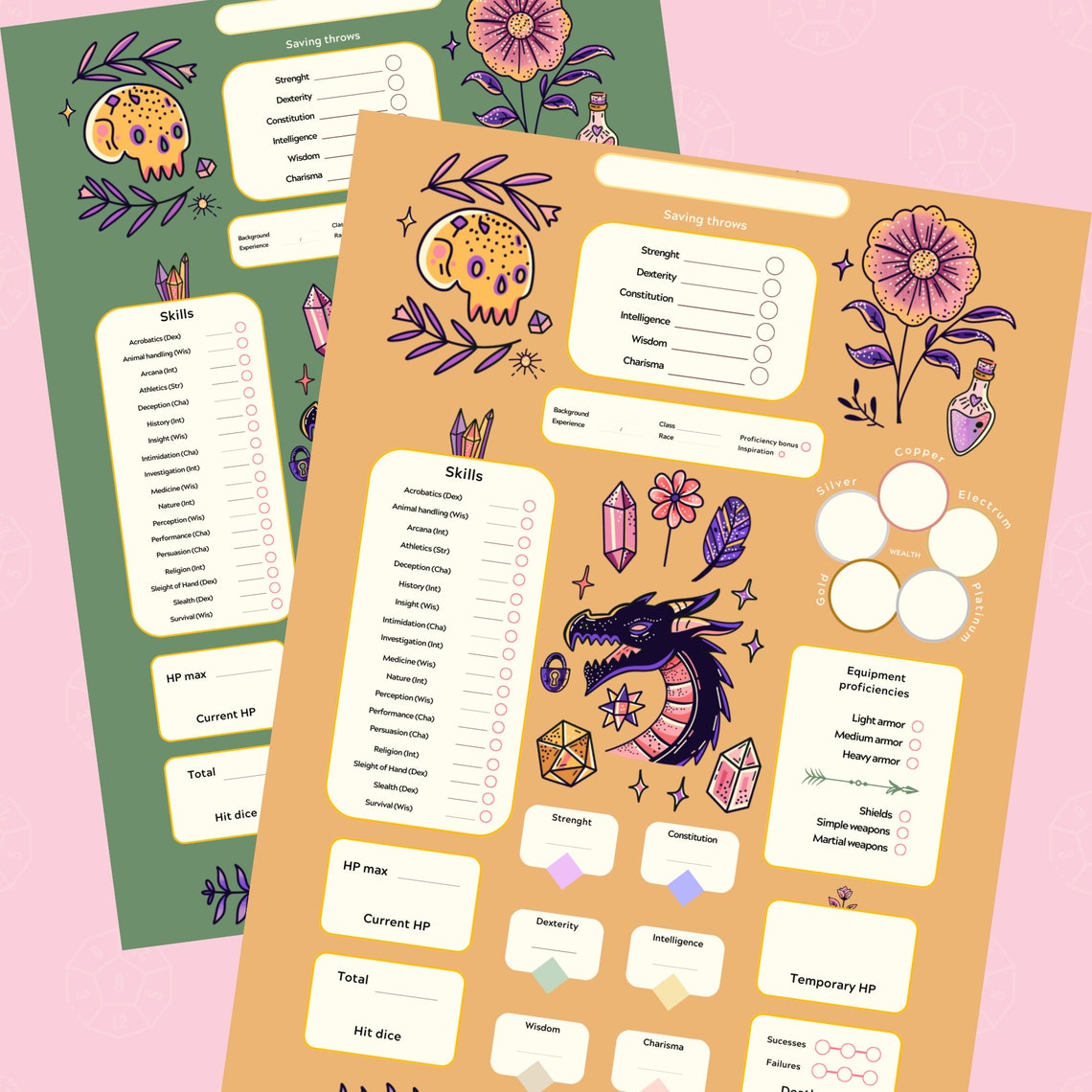 Pink Dnd Character Sheet, Girly Dnd, Dungeons and Dragons Character ...