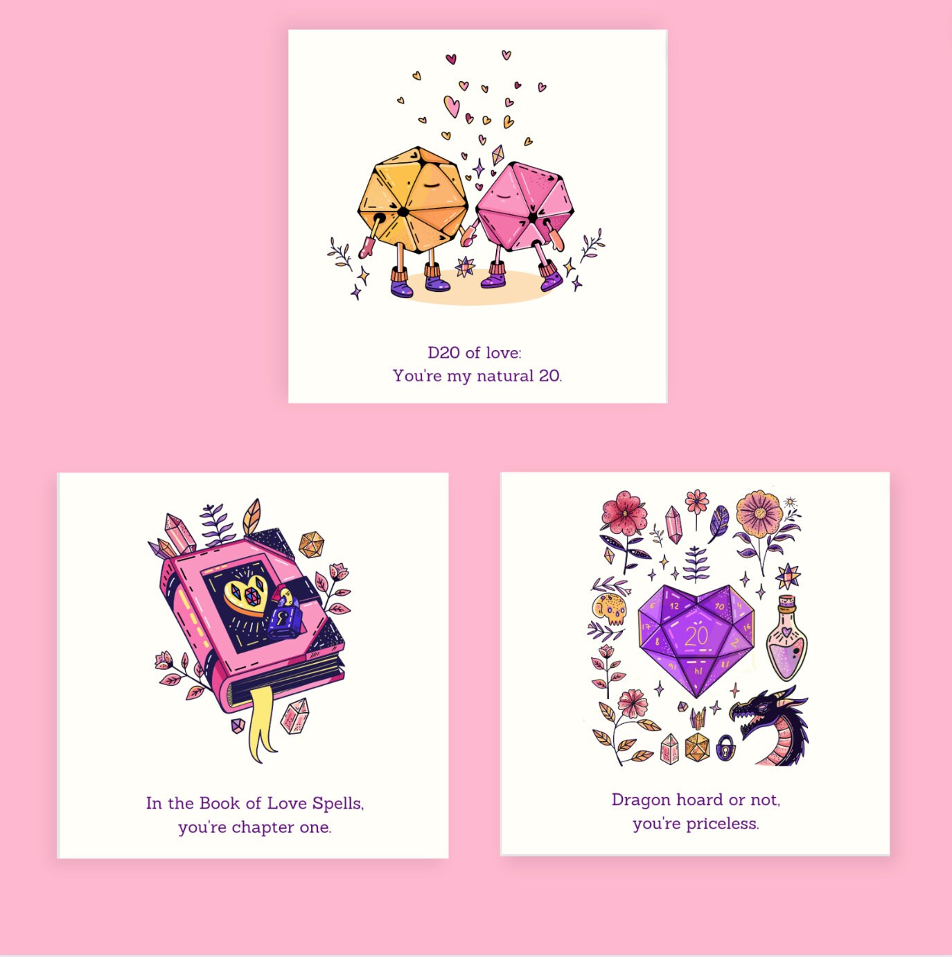 DND Valentines Card, Set of 3 Cards, Dnd Valentines Day, Dnd Player ...
