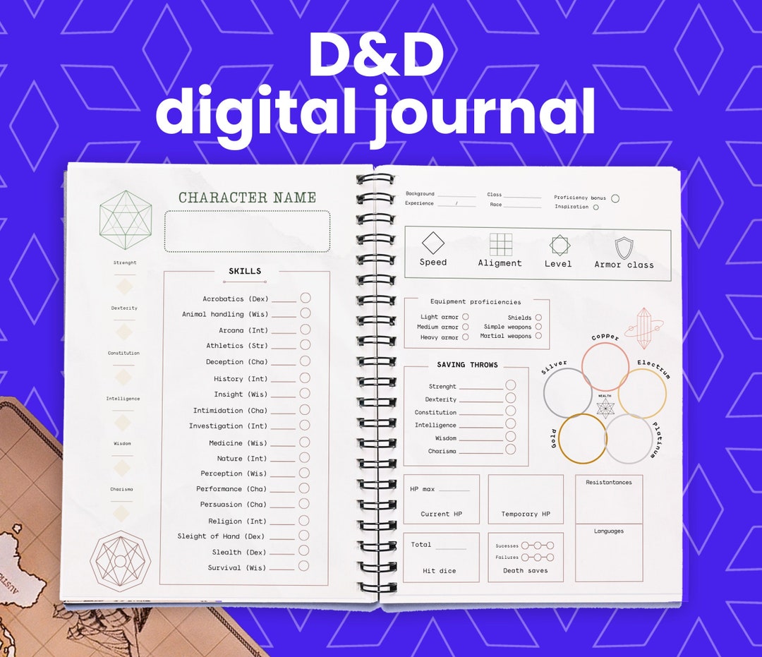Dnd Character Sheets DND Printables Dungeons and Dragons RPG Character ...