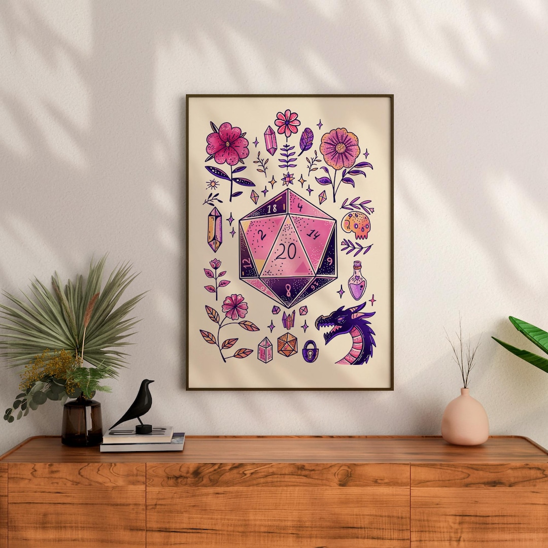 Dnd Art Print , Dnd Dice Wall Art, Dnd Poster D&d, Dnd Prints, Gaming ...