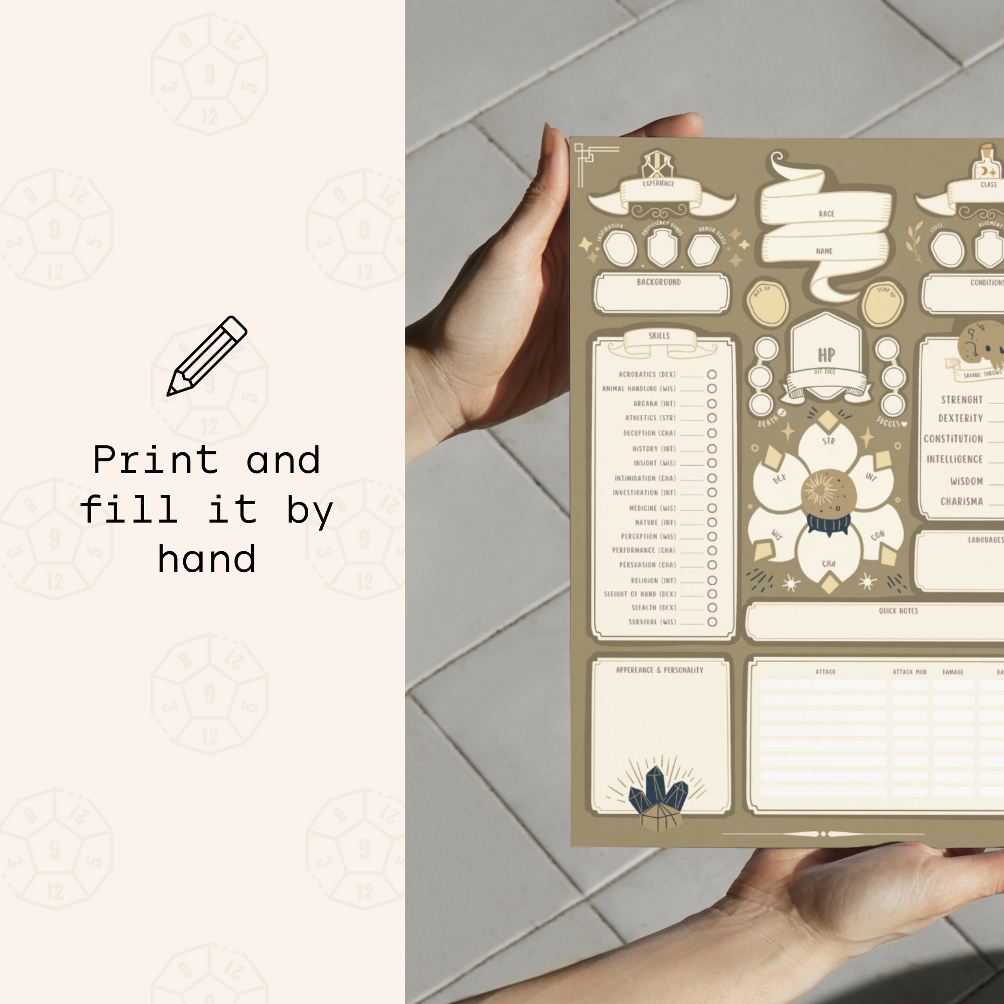 Simple Dnd Character Sheet, Dnd Campaign Journal, Dungeons and Dragons ...