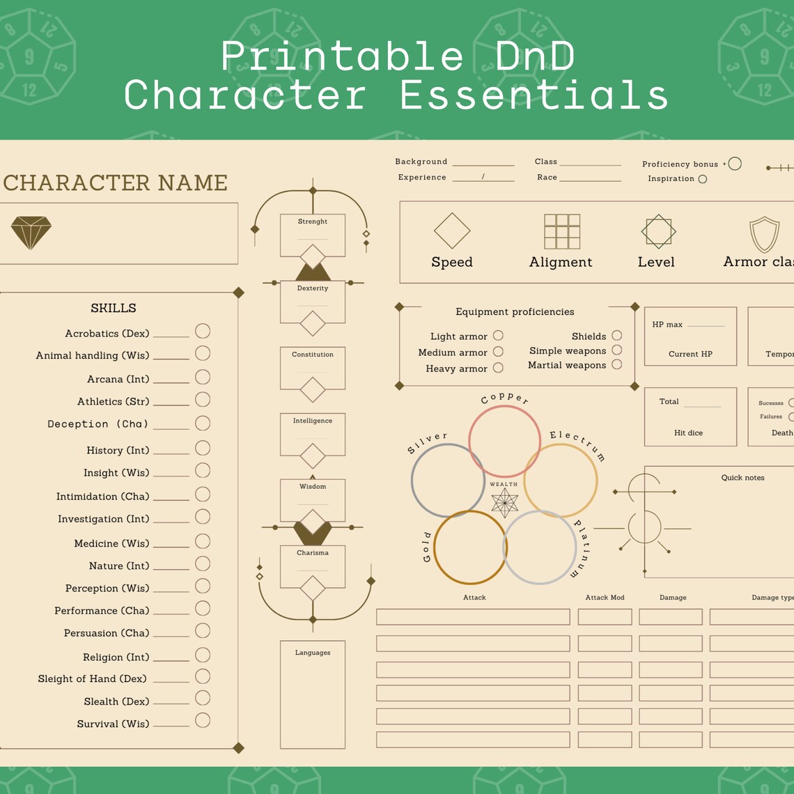 Dnd Character Sheets, Dungeons and Dragons 5e, Character Notebook ...