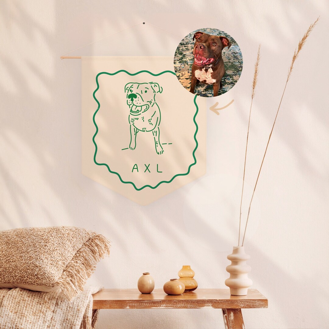 Custom Pet Flag Custom Dog Portrait Badly Drawn Pet Art Dog Memorial ...