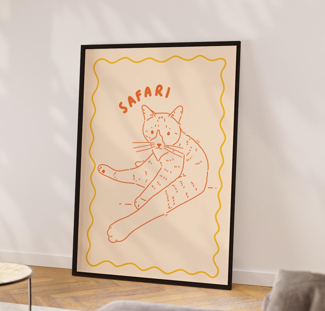 Custom Cat Portrait Cute Cat Poster Personalized Badly Drawn Pet Art ...