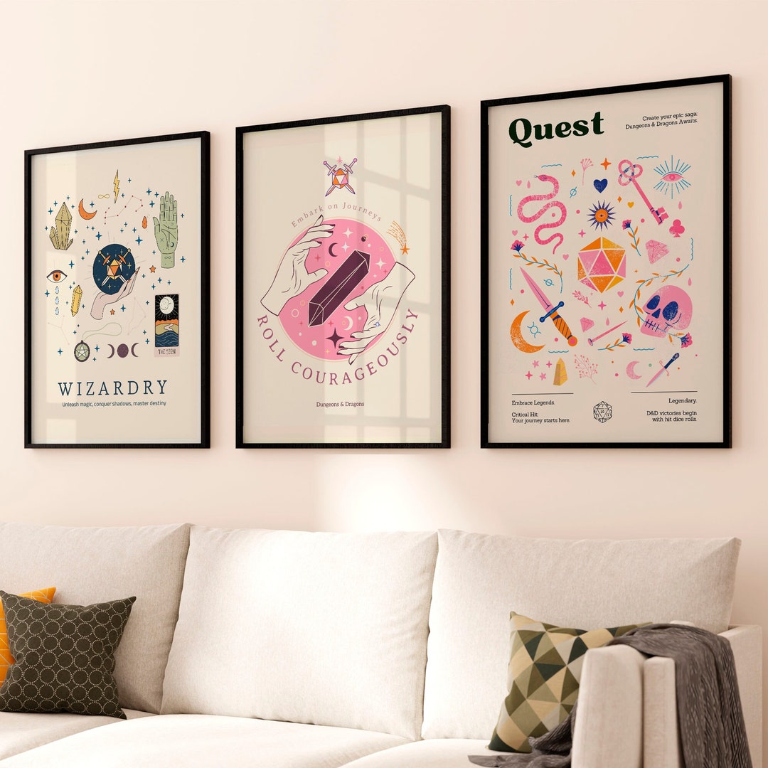 Dnd Art Print Wall Art Bundle Set of 3 Dnd Posters Dice Player Gift Dnd ...
