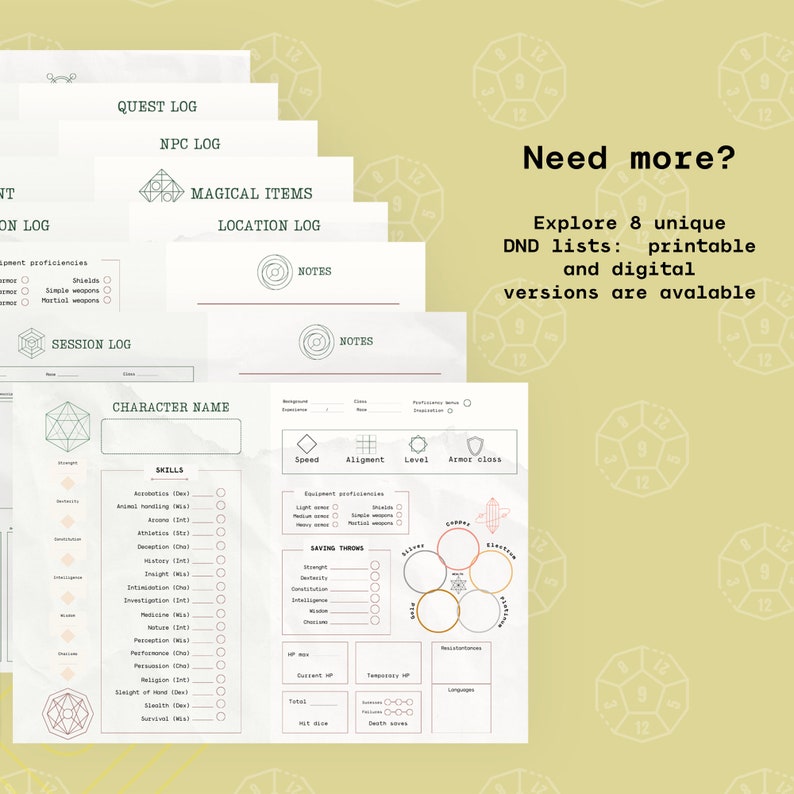 Simple Dnd Character Sheet, Dnd Campaign Journal, Dungeons and Dragons ...