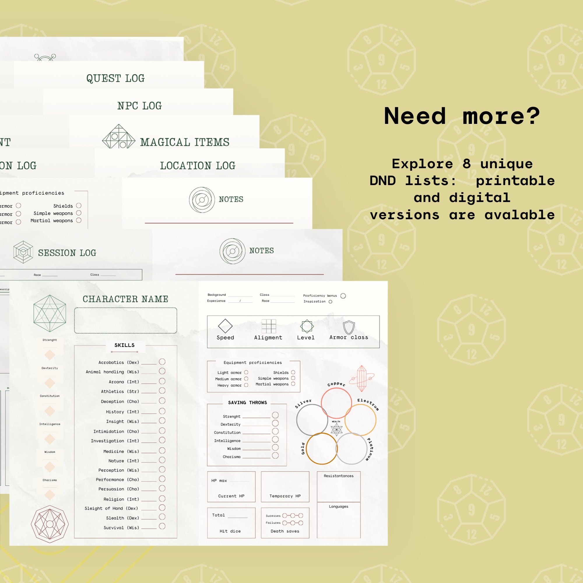 Simple Dnd Character Sheet, Dnd Campaign Journal, Dungeons and Dragons ...