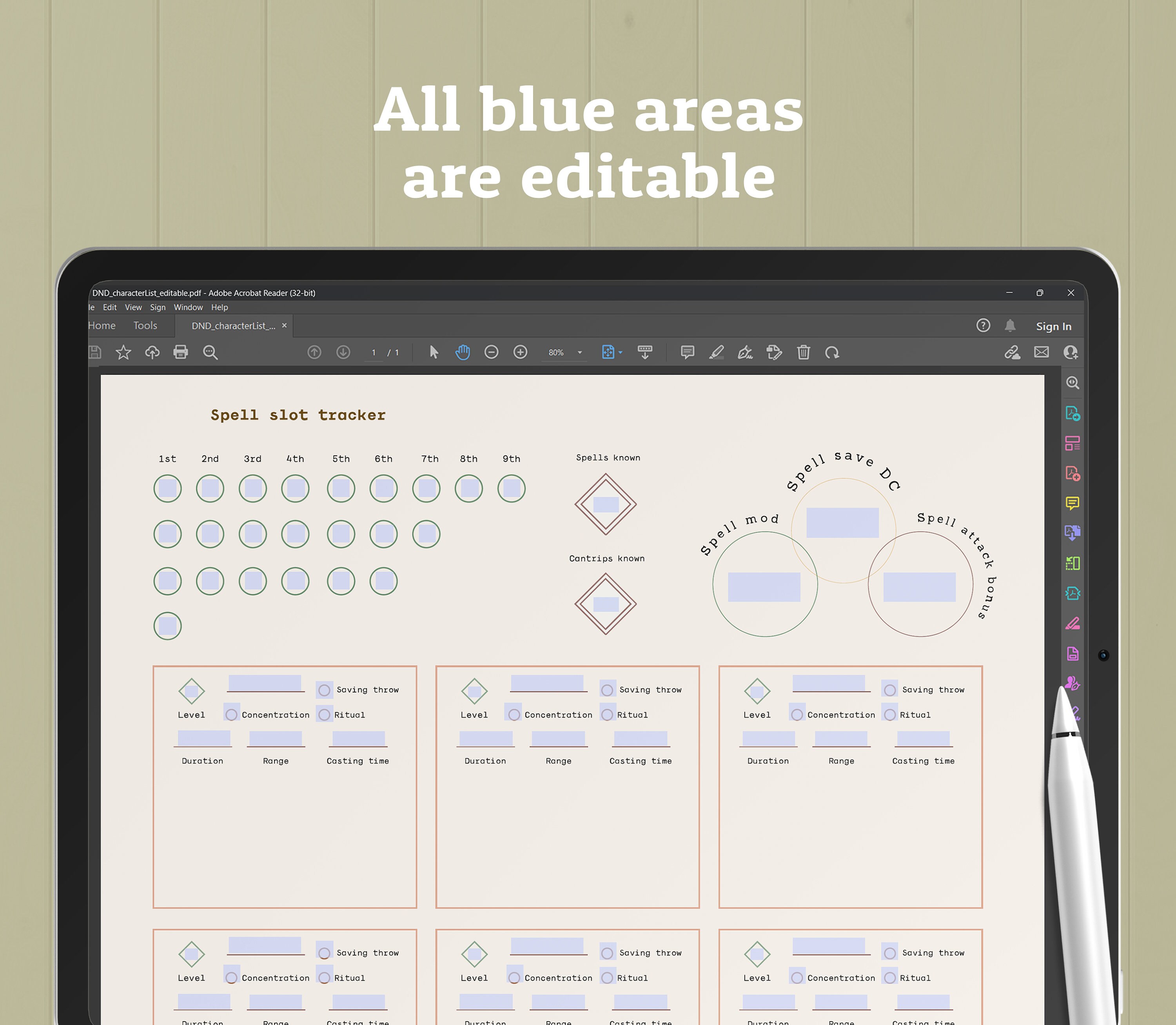 Digital Dnd Character Journal Editable Dnd Sheet Dungeons and Dragons ...