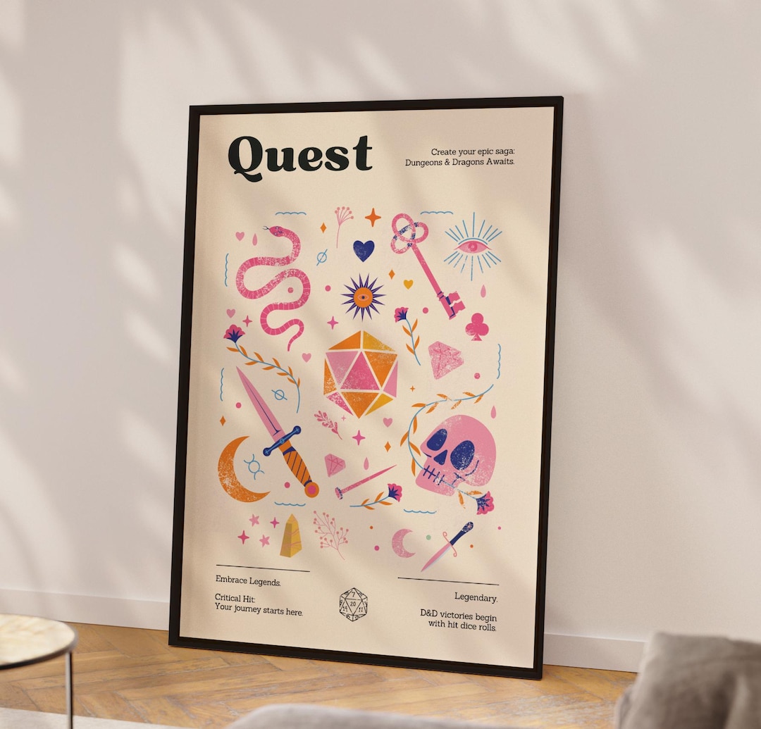 Dnd Art Print, Dnd Dice Wall Art, Dnd Poster, Nerdy Dnd Player Gift ...