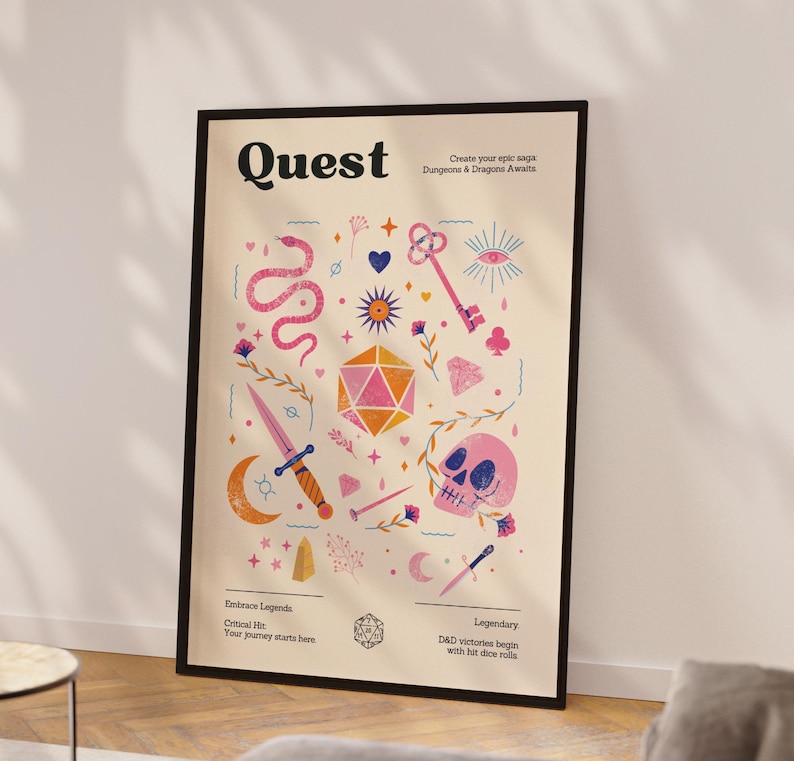 Dnd Art Print, Dnd Dice Wall Art, Dnd Poster, Nerdy Dnd Player Gift ...