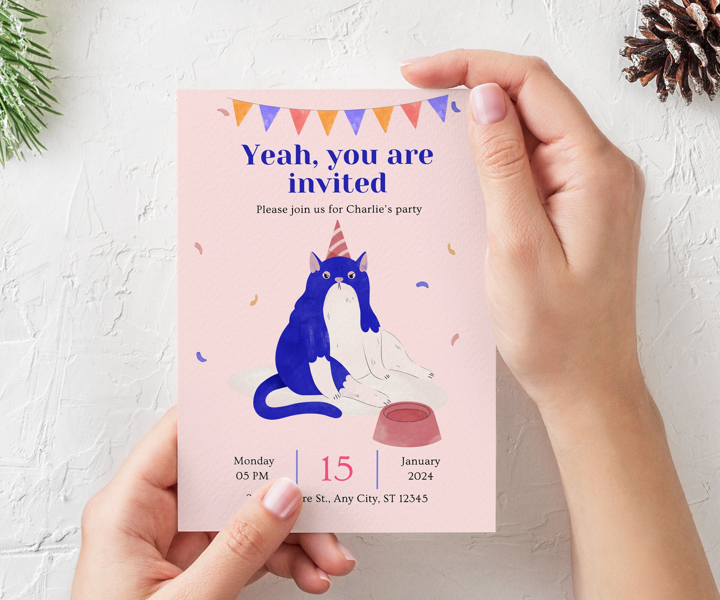 Cat Party Invitation Cat Party Invites Cat Birthday Card - Etsy
