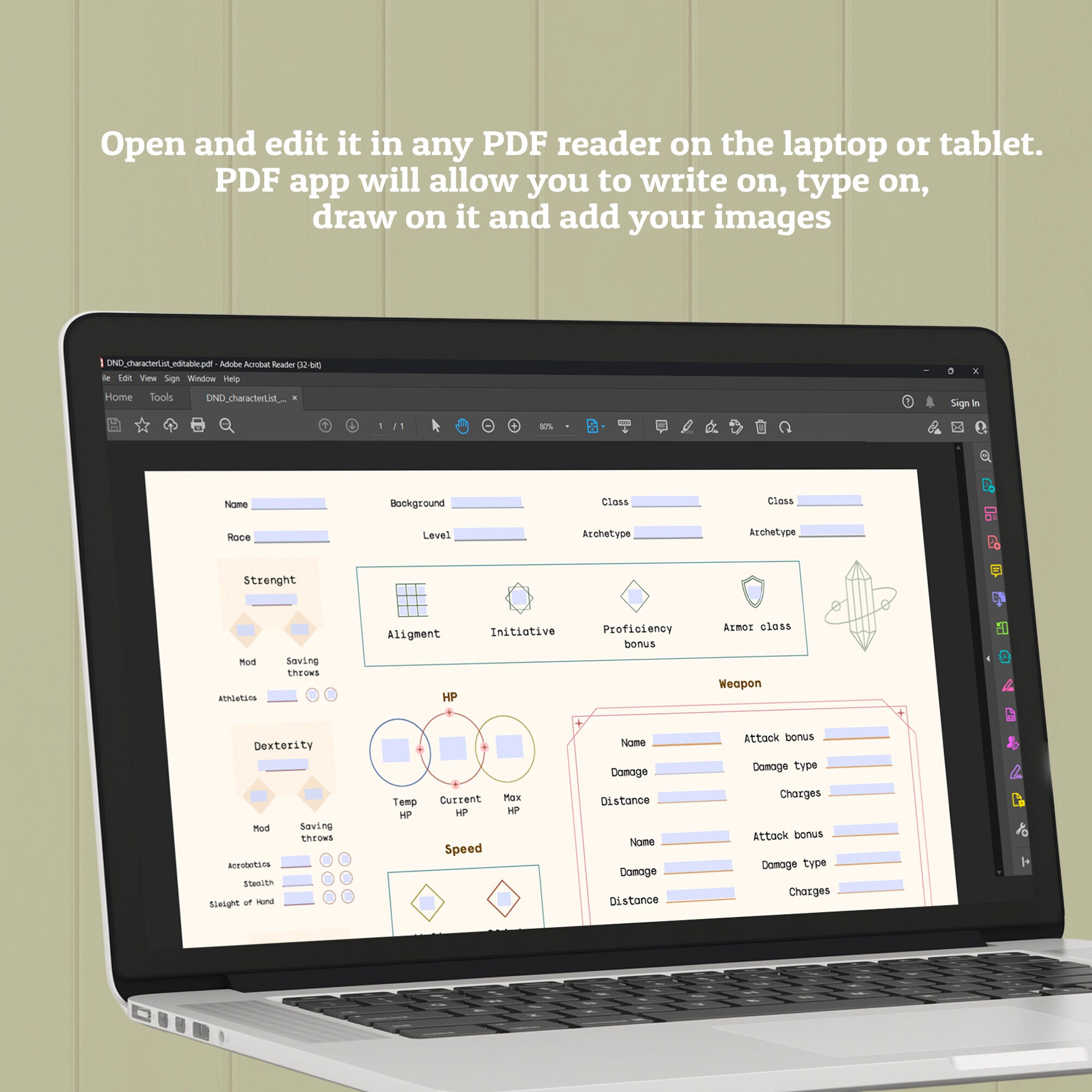 Digital Dnd Character Journal Editable Dnd Sheet Dungeons and Dragons ...