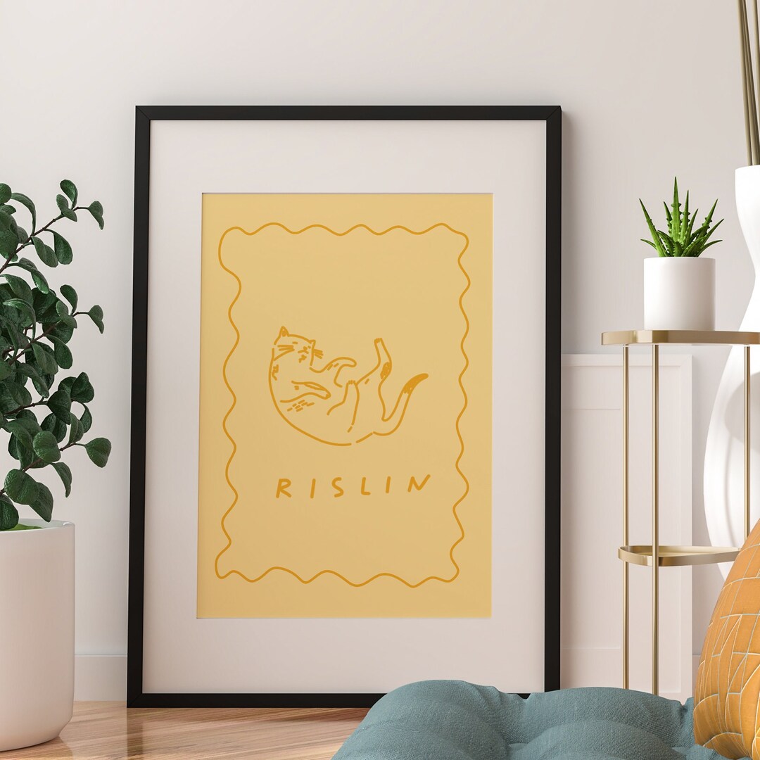 Custom Cat Portrait Cute Cat Poster Personalized Badly Drawn Pet Art ...