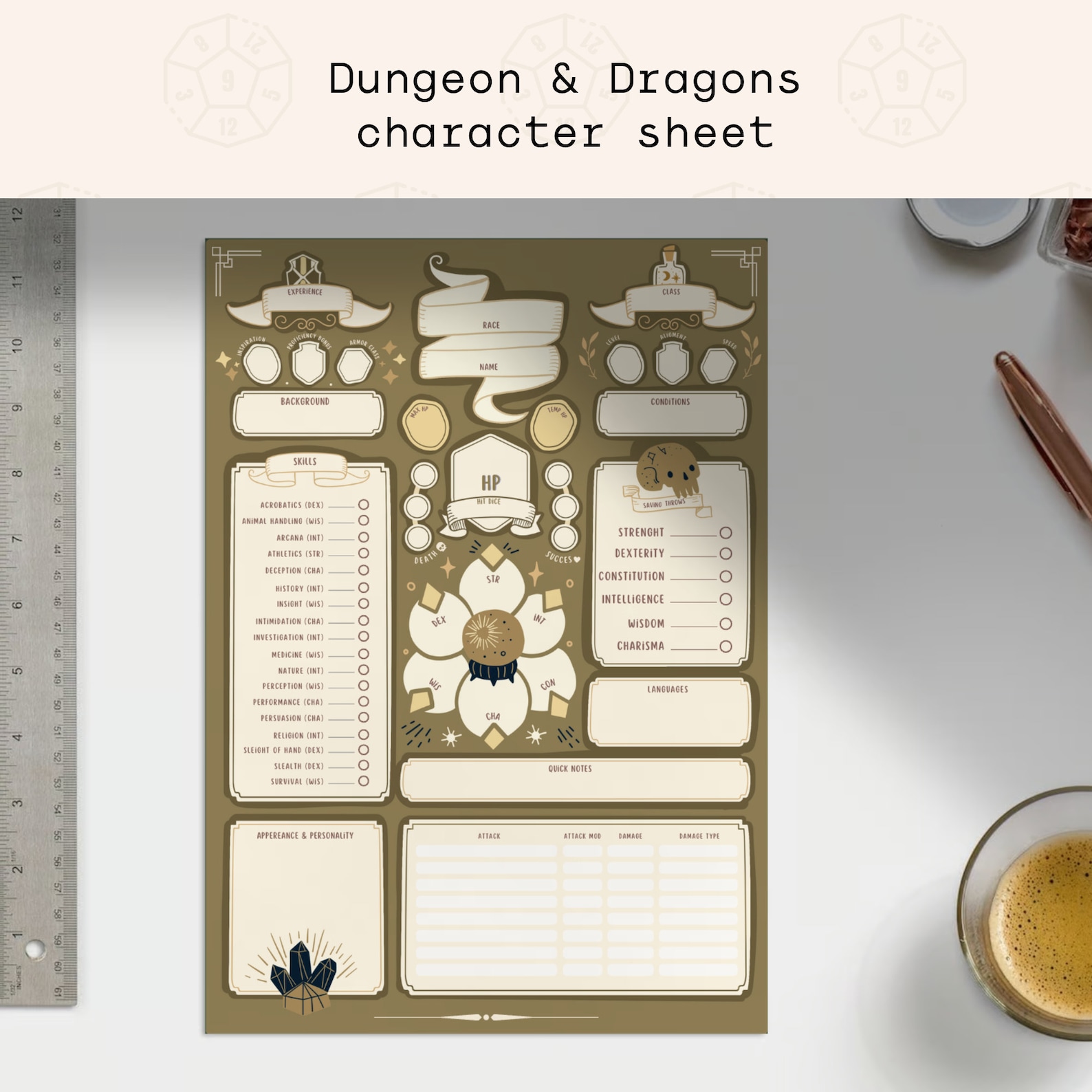 Simple Dnd Character Sheet, Dnd Campaign Journal, Dungeons and Dragons ...