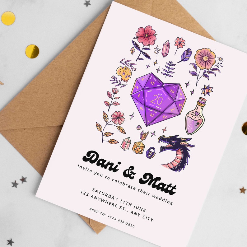 DND Wedding Invitation, Dnd Wedding Schedule Printable, Announcement ...