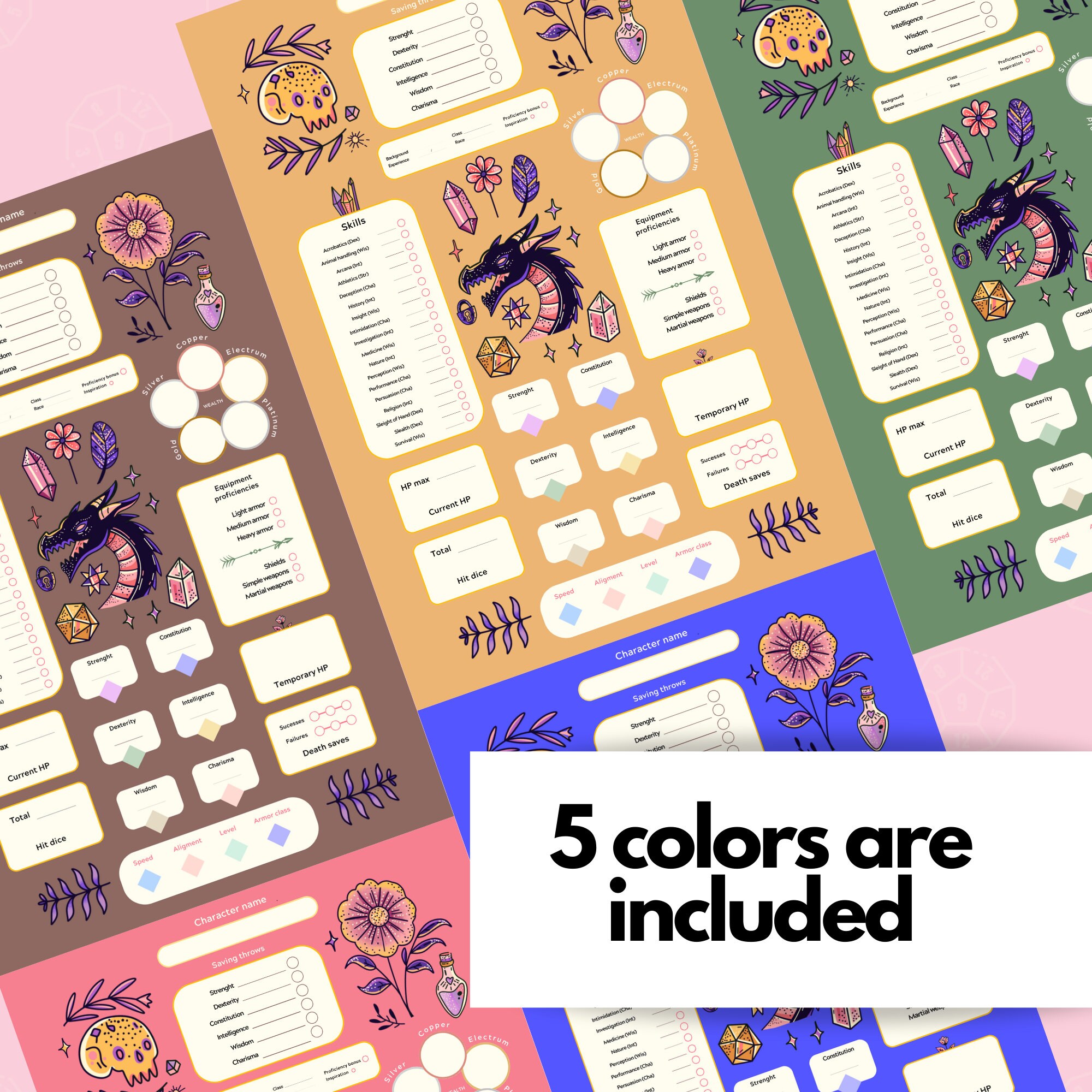 Pink Dnd Character Sheet, Girly Dnd, Dungeons and Dragons Character ...