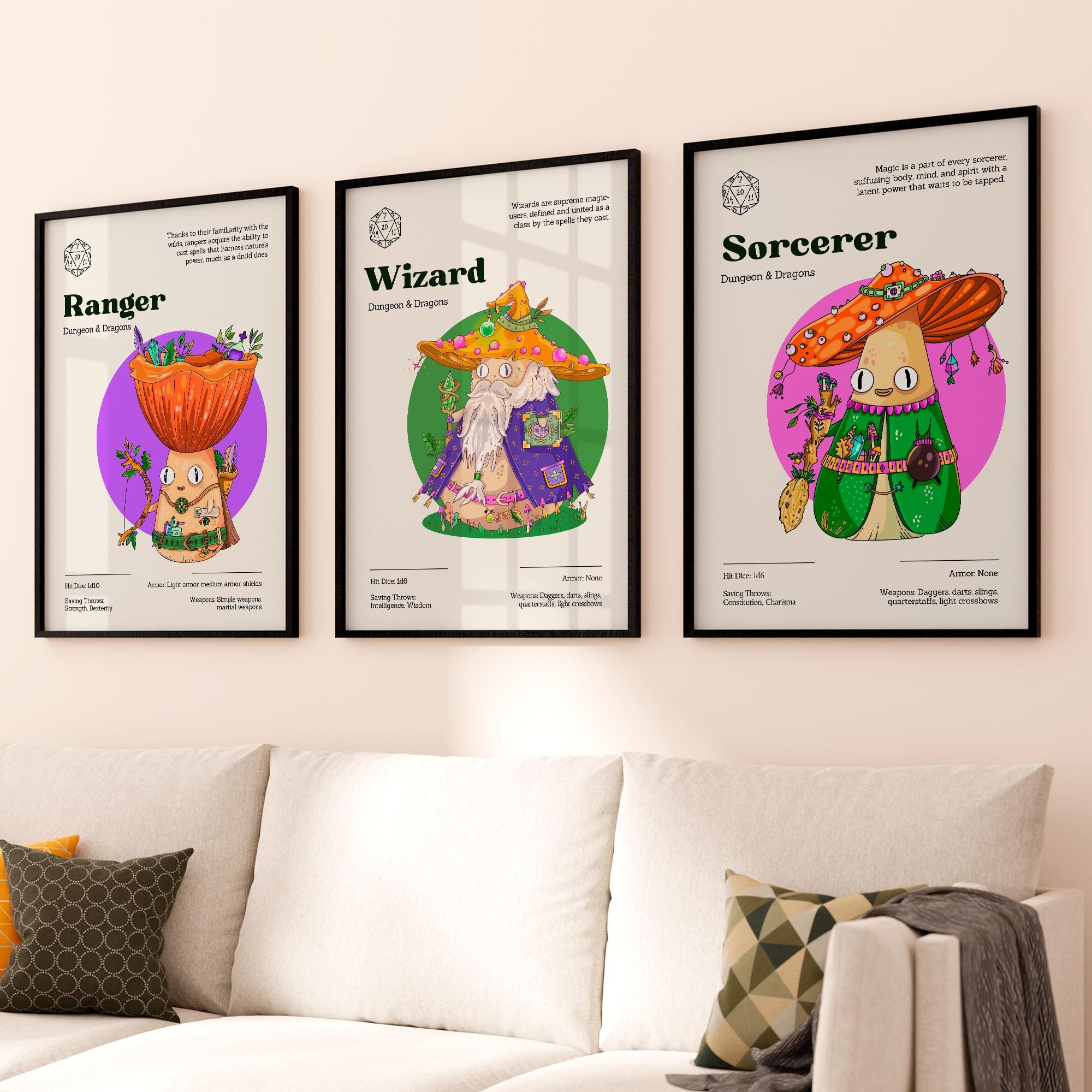 Dnd Art Print Wall Art Bundle Set of 9 Dnd Posters Dice Player Gift Dnd ...