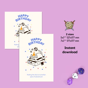 DND Birthday Card, Printable Birthday Congratulations Card, Nerdy ...