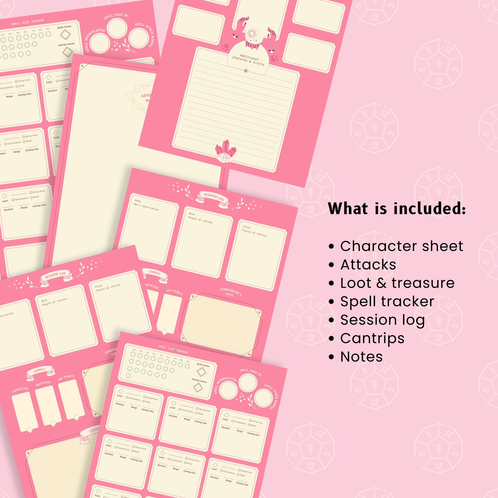Pink Dnd Character Sheet, Girly Dnd, Dungeons and Dragons Character ...